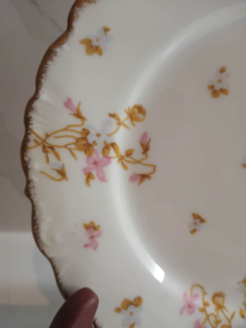 Vintage Limoges France Elite Works Floral China Salad Plates Gold Trim ...