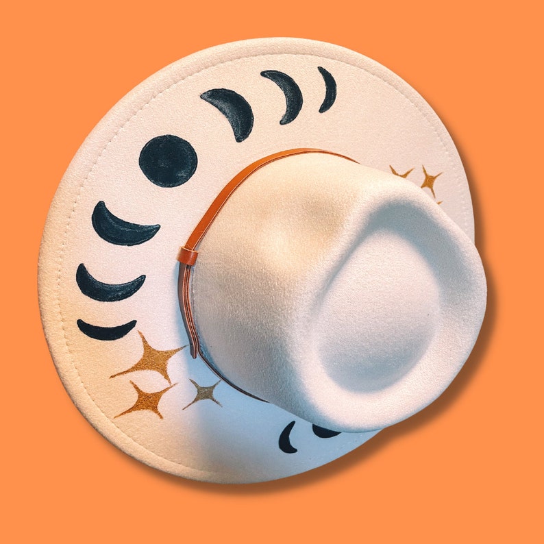 Moon Phases Celestial Hand Painted Fedora Hat - Etsy