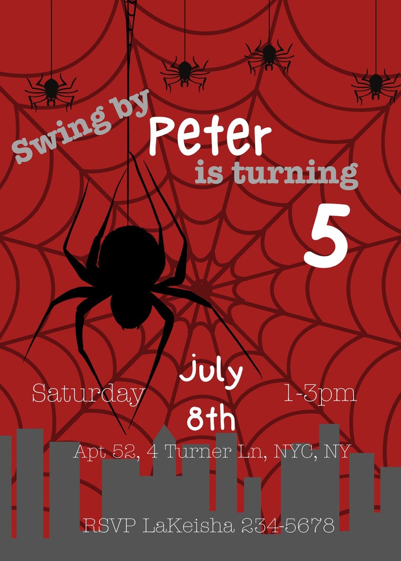 Spider Birthday Invitation - Etsy