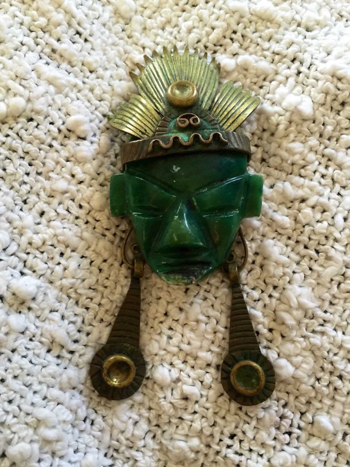 Tribal Mask Carved Pendant Brooch - Etsy