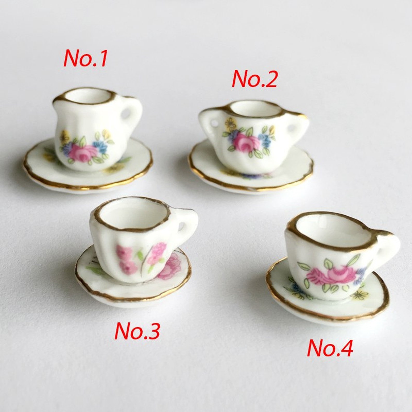 Tea Cup Necklace, Personalized Initial Necklace, Tiny Pink Tea Cup Set ...