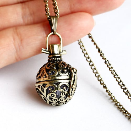 Antique Brass Ball Locket Secret Message Necklace | Etsy