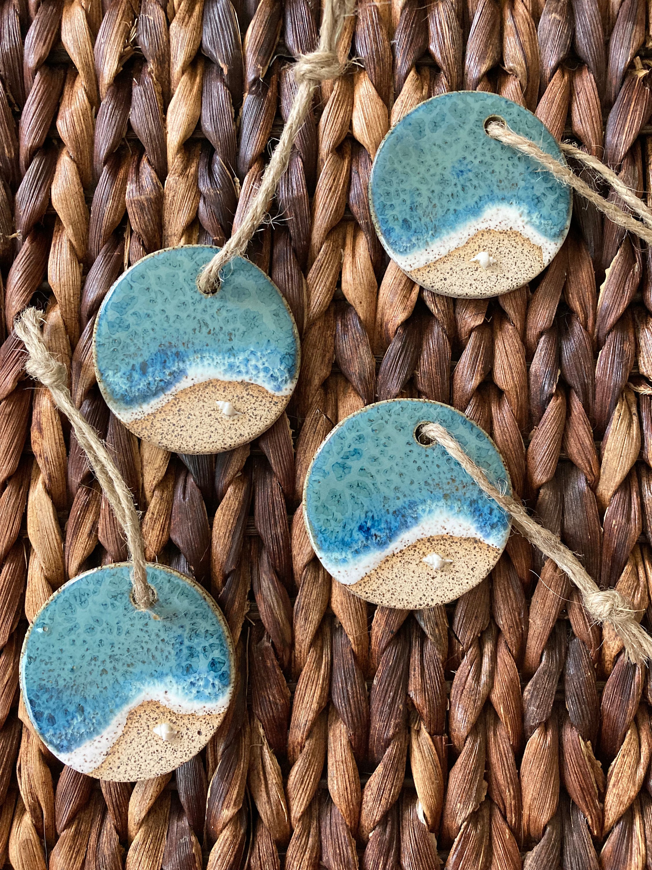 Ceramic Beach Ornament With Porcelain Shell | Ocean Ornament | Beach ...