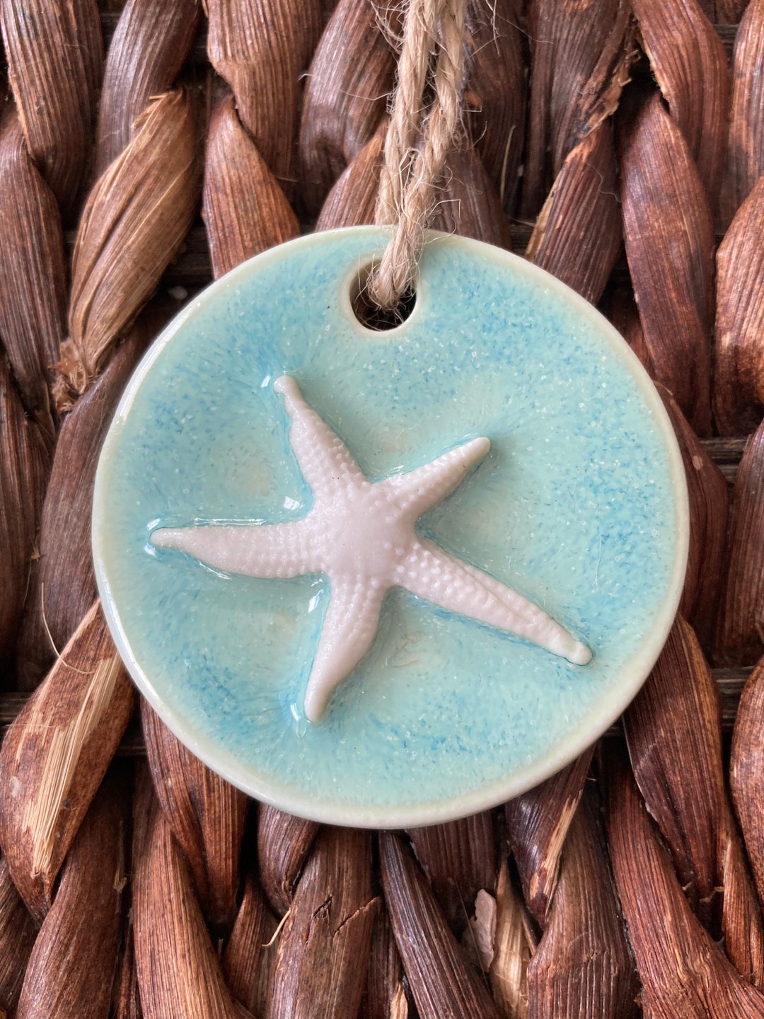 Turquoise and White Porcelain Starfish Ornament Ceramic Starfish ...