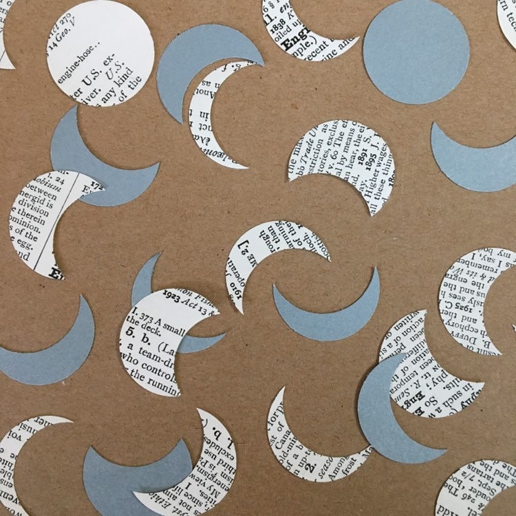 Large Moon Book Page Confetti, Moon Table Scatter - Etsy