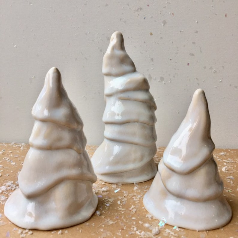 White ceramic tree set handmade ceramic trees porcelain | Etsy