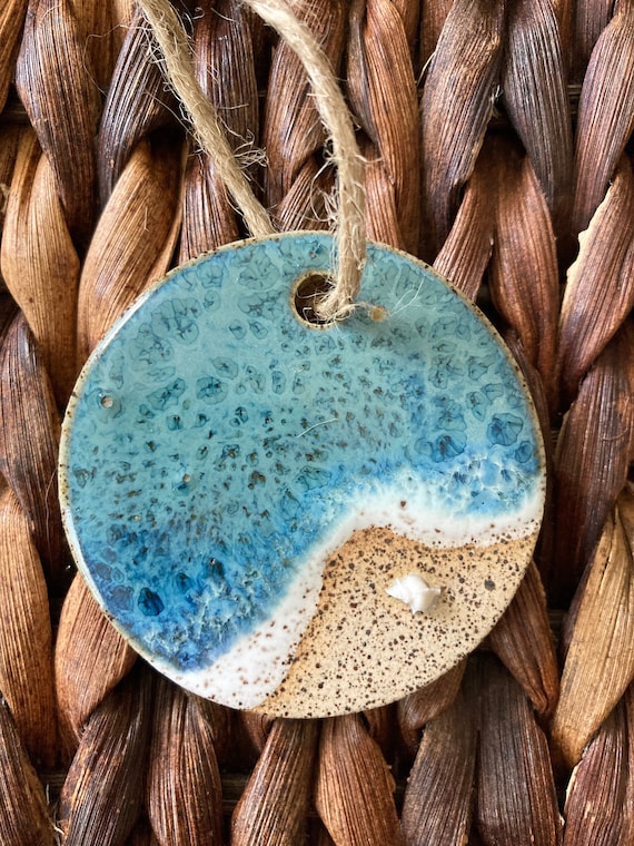 Ceramic Beach Ornament With Porcelain Shell Ocean Ornament - Etsy