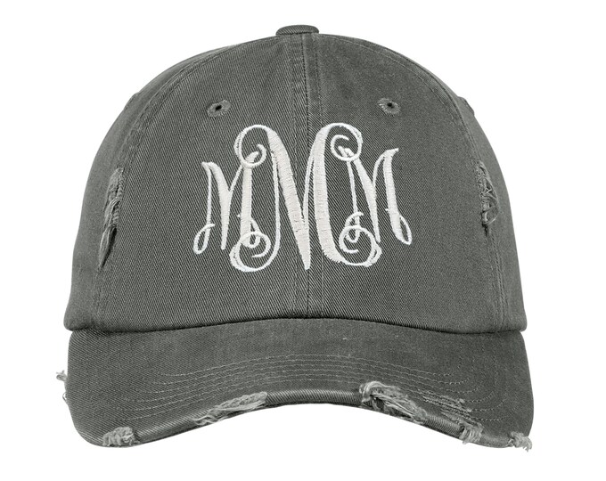 Monogrammed Hat, Monogrammed Cap, Distressed Hat, Distressed Cap ...