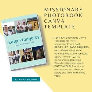LDS Missionary Photo Book Canva Template 11 X14 Elder Memory Book in ...