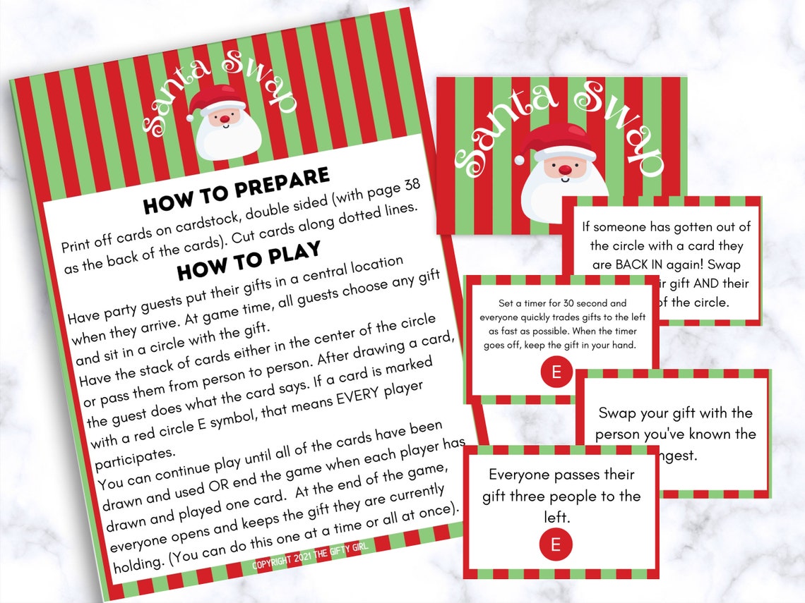 Santa Swap Gift Exchange Game: Printable Holiday Cards (PDF) - Etsy