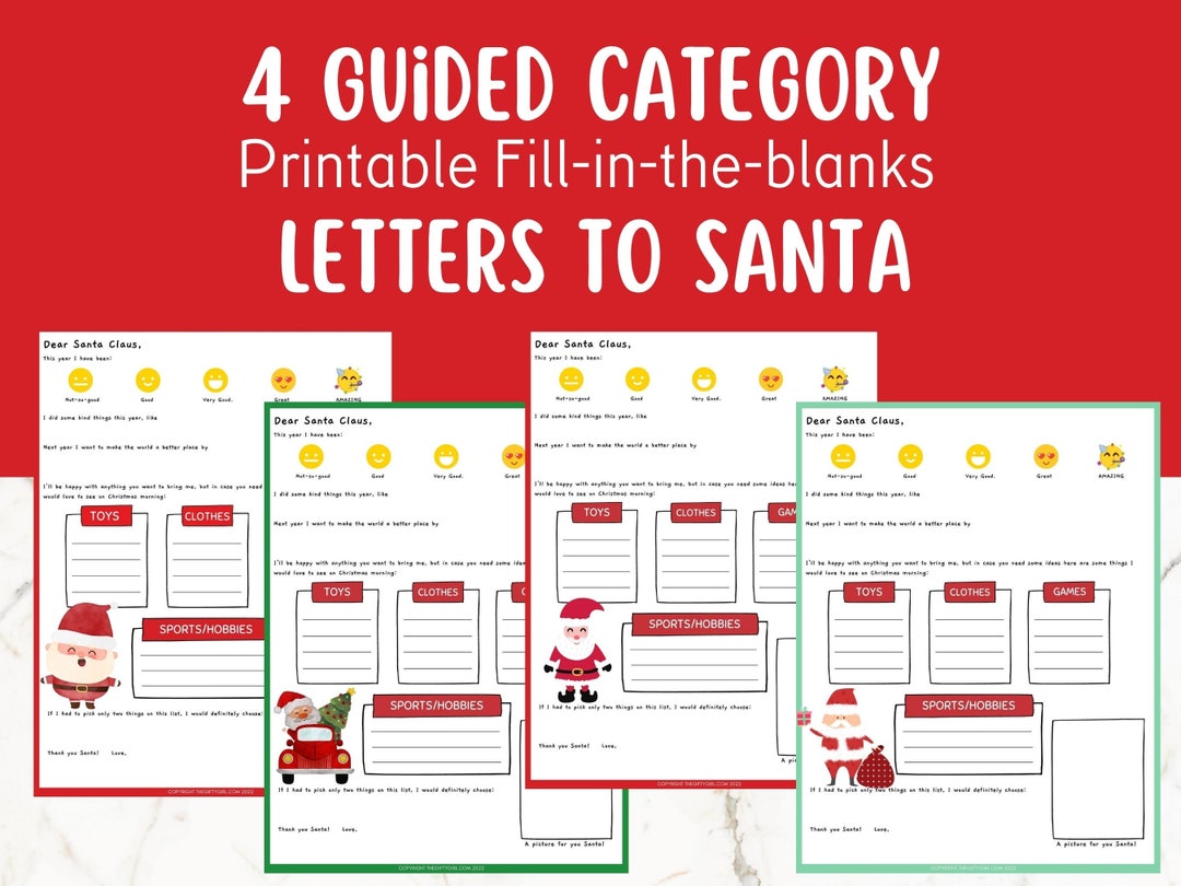 Guided Category Letter to Santa Printable | Fill-in-the-blank Letter to ...