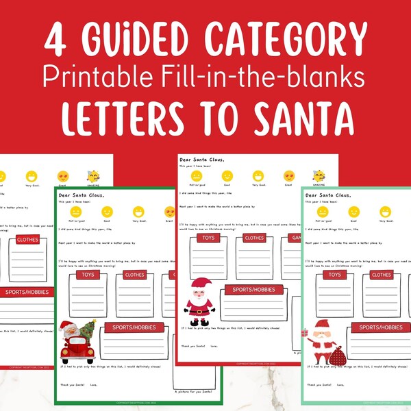 Letter to Santa Printable Fill-in-the-blank Letter to Santa Santa ...