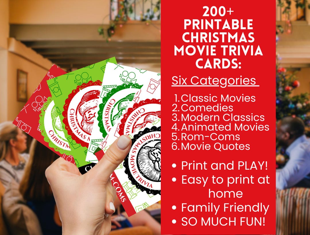 Printable Christmas Movie Trivia Cards| Fun Family Christmas Game ...