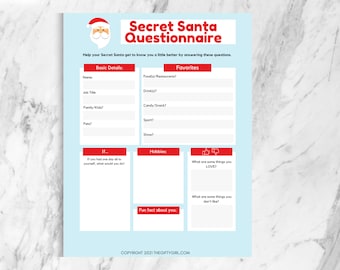 Secret Santa Survey Questionnaire for Kids Adults and - Etsy