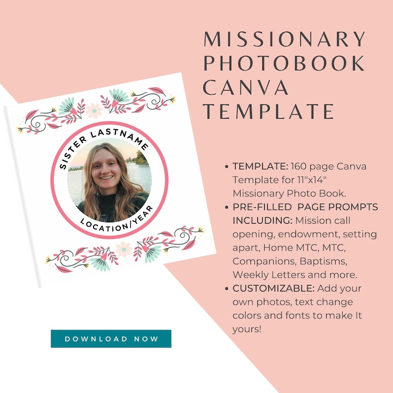 LDS Missionary Photo Book Canva Template | 12" X12" Sister Memory Book ...