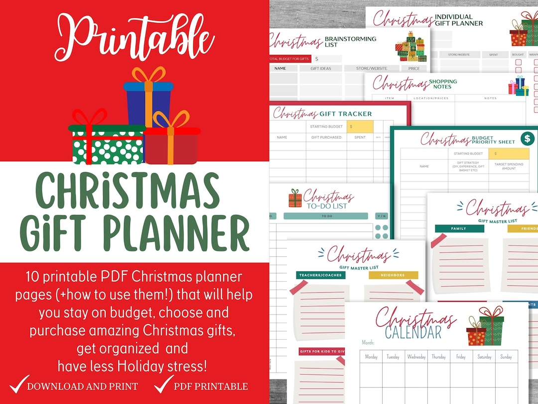 Printable Christmas GIFT Planner | 10 Printable PDF Pages | Christmas ...