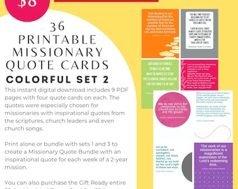 36 Printable Missionary Quote Cards | Colorful Set 2 | LDS Missionary ...