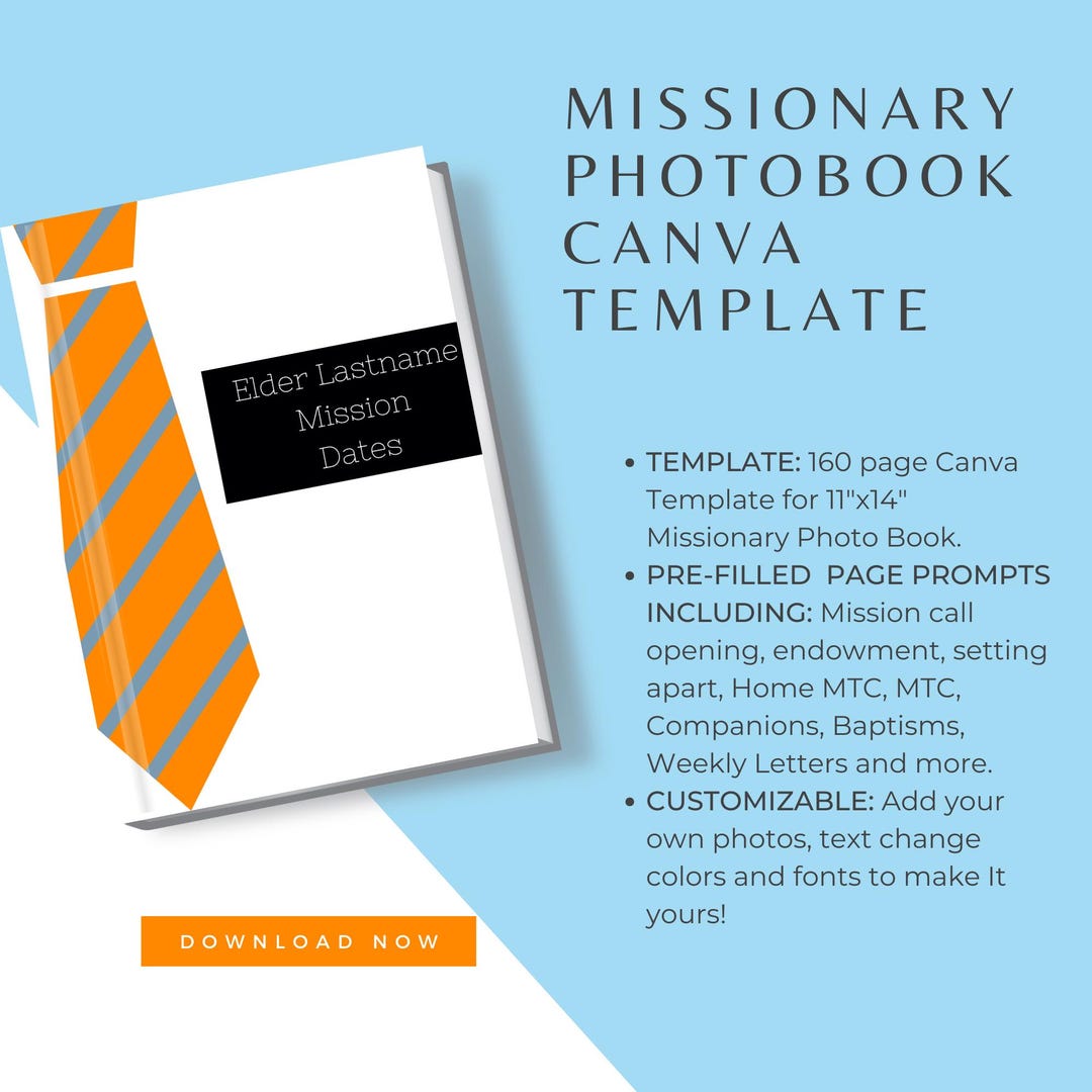 LDS Missionary Photo Book Canva Template | 11" X14" Elder Memory Book ...