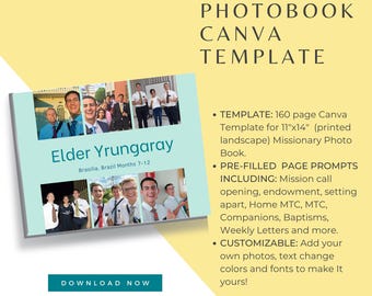 LDS Missionary Photo Book Canva Template | 11" X14" Elder Memory Book ...