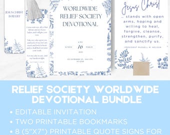 Relief Society Worldwide Devotional Invitations, Bookmarks and Table ...