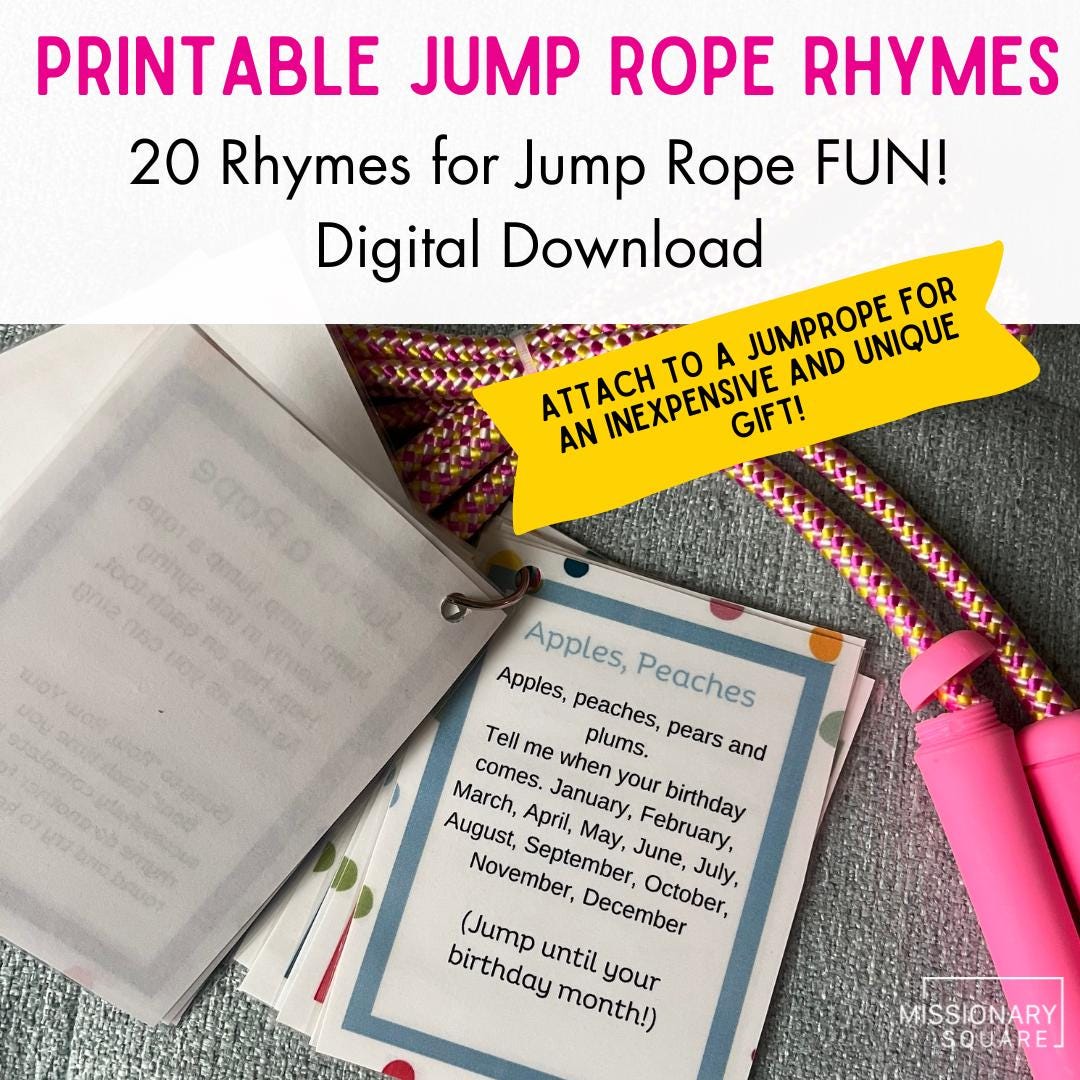 Printable DIY Activity Jump Rope Rhymes | Printable Gift for Kid ...