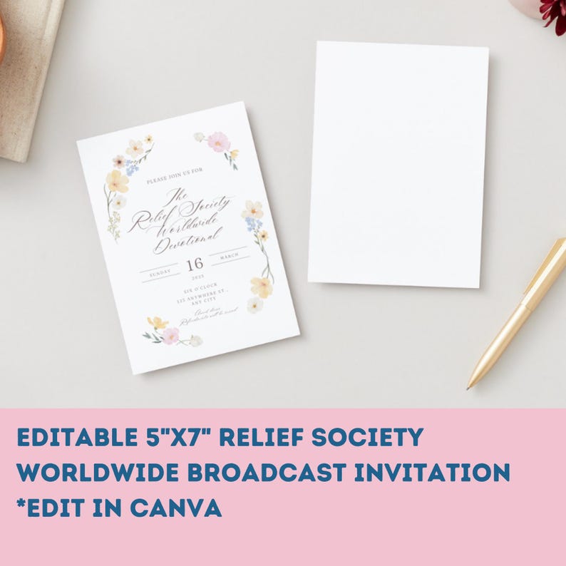 Relief Society Worldwide Devotional Printable Invitation, Bookmarks and ...