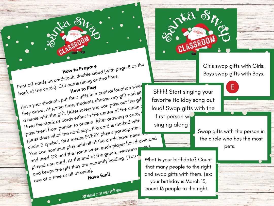 Santa Swap Game | Printable Christmas Classroom Activity (PDF) - Etsy