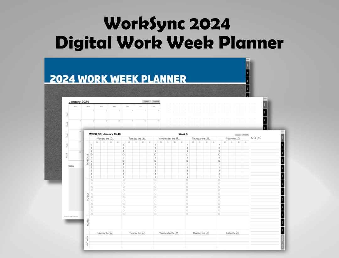 Worksync 2024 Digital Work Week Planner / Landscape Fully Hyperlinked ...