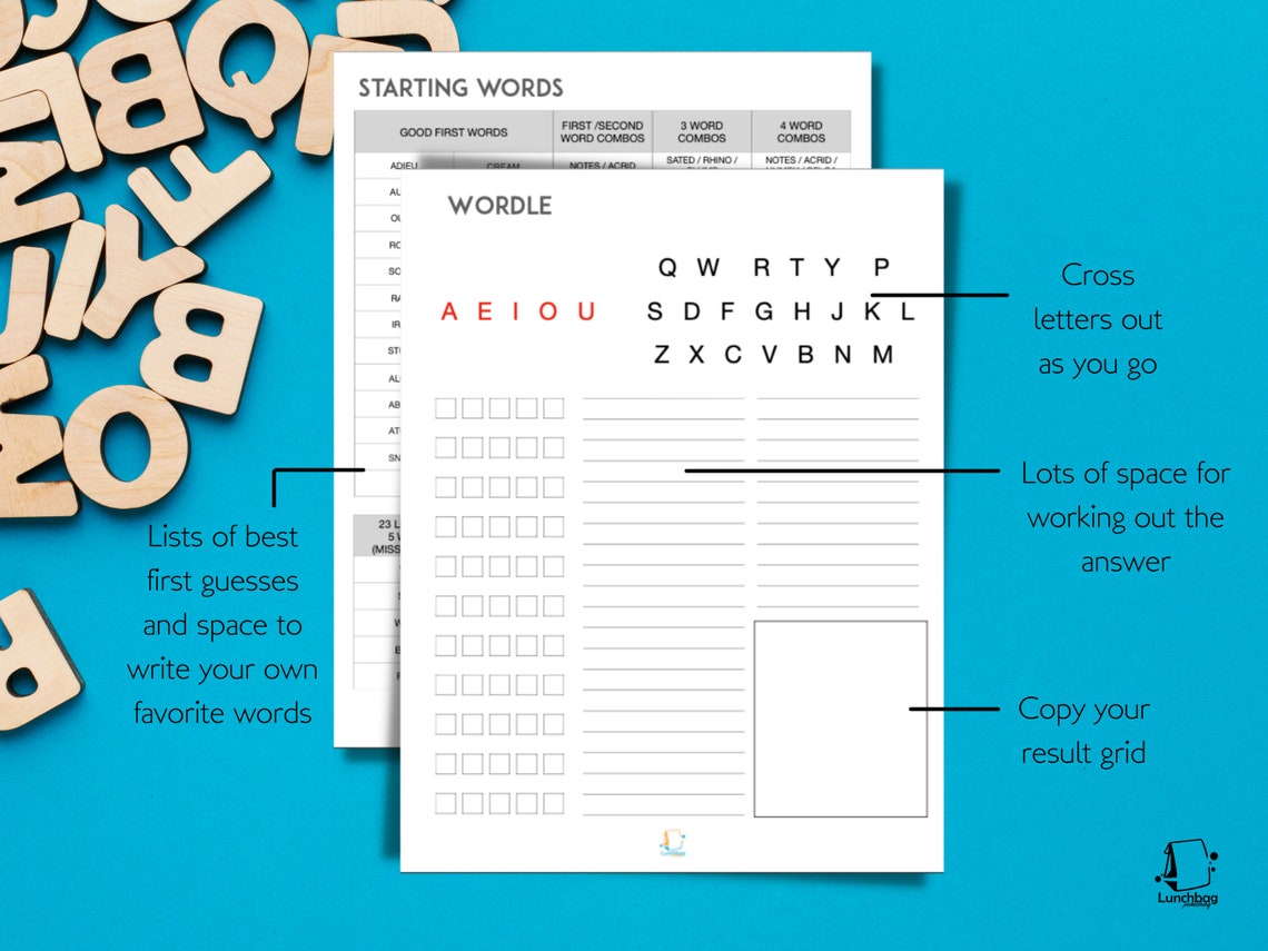 WORDLE Worksheet - PDF / Printable - Etsy
