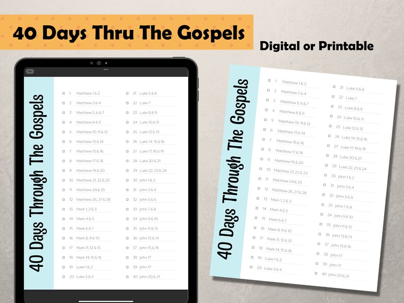 40 Days Through the Gospels Reading Plan / With Links to Read Scripture ...