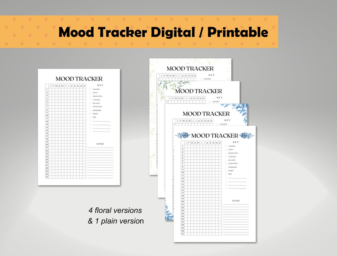 Mood Tracker - Printable Digital Planner With Year-long Tracking - Etsy