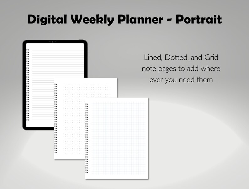 Digital Weekly Planner / Portrait | PDF Download - Etsy