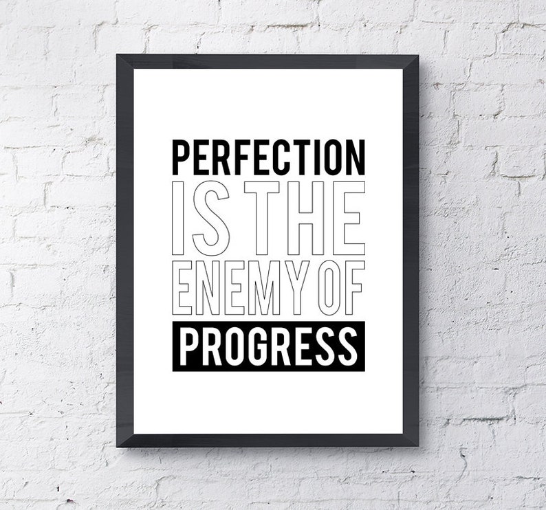 Typography Poster "perfection is the Enemy of Progress" by Winston ...