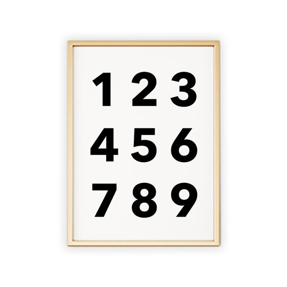 Simple Numbers 1-9 Numerical Educational Learning Print | Etsy