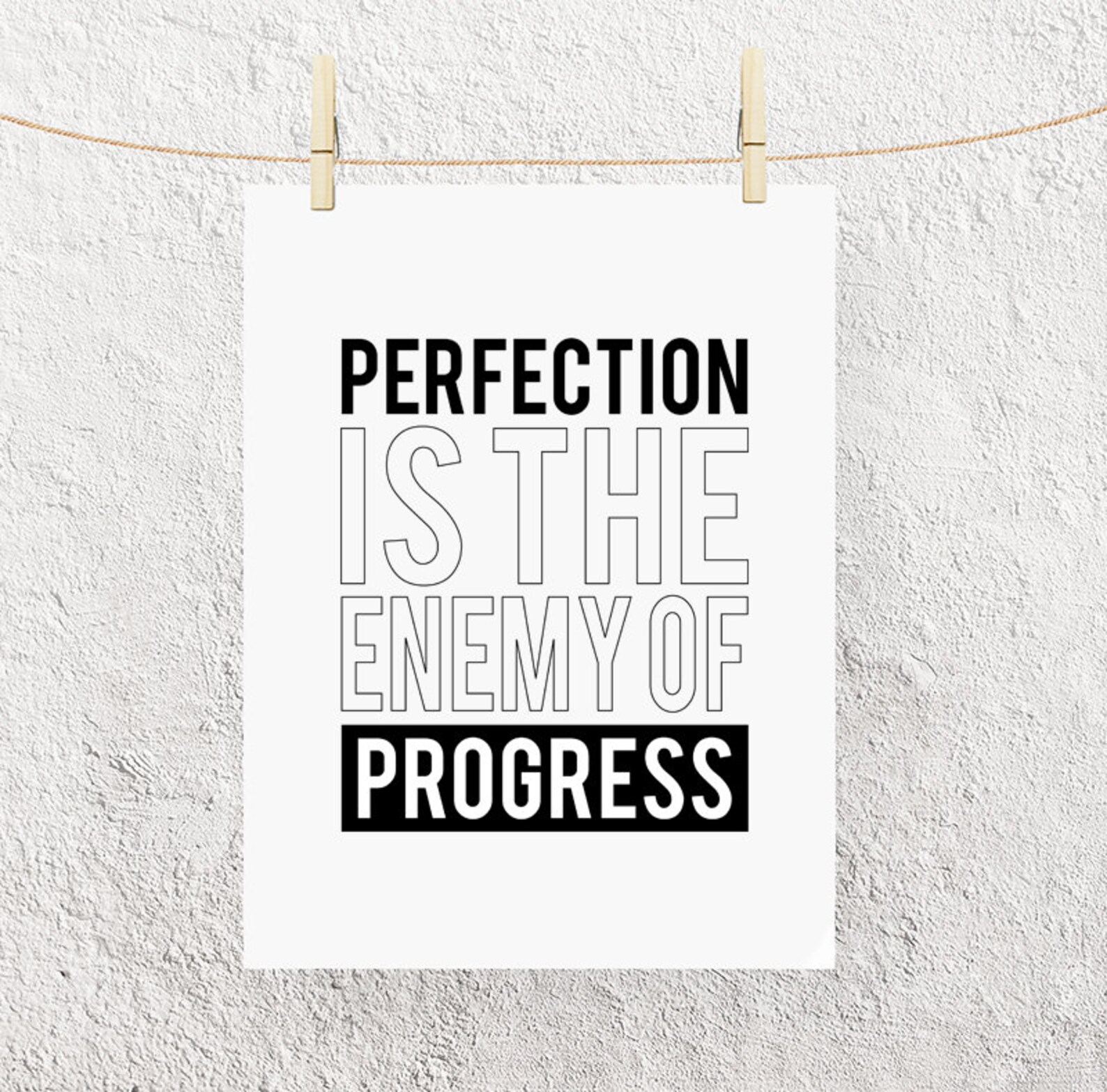 Typography Poster "perfection is the Enemy of Progress" by Winston ...