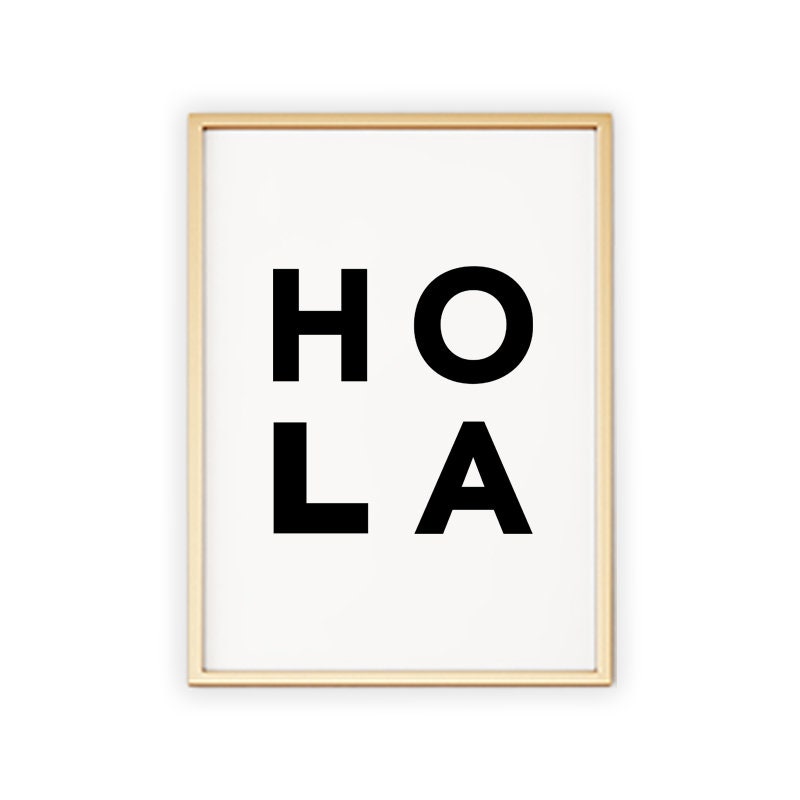Hola Block Print | Spanish Greeting Hello Sign Signage Entryway Mudroom ...