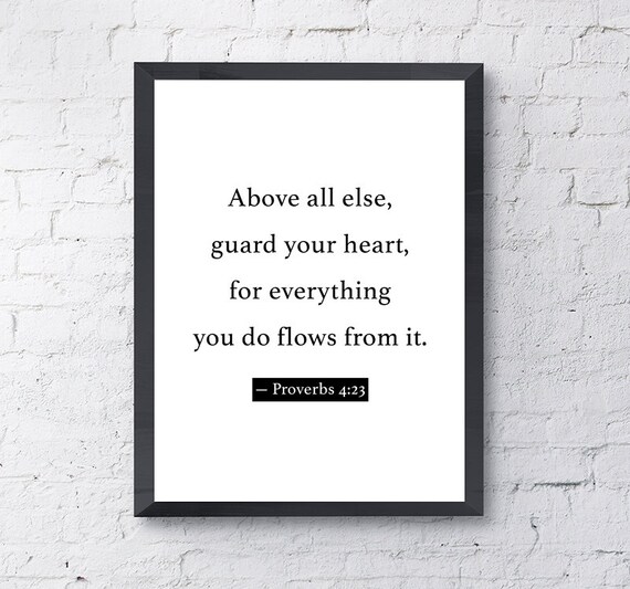 Typography Poster above All Else Guard Your Heart for | Etsy