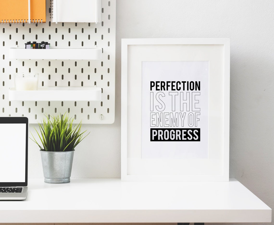 Typography Poster "perfection is the Enemy of Progress" by Winston ...