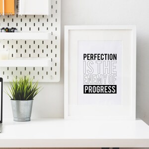 Typography Poster "perfection is the Enemy of Progress" by Winston ...