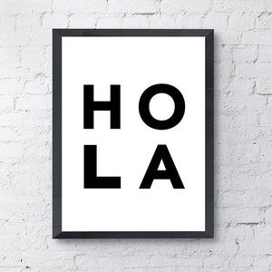 Hola Block Print | Spanish Greeting Hello Sign Signage Entryway Mudroom ...
