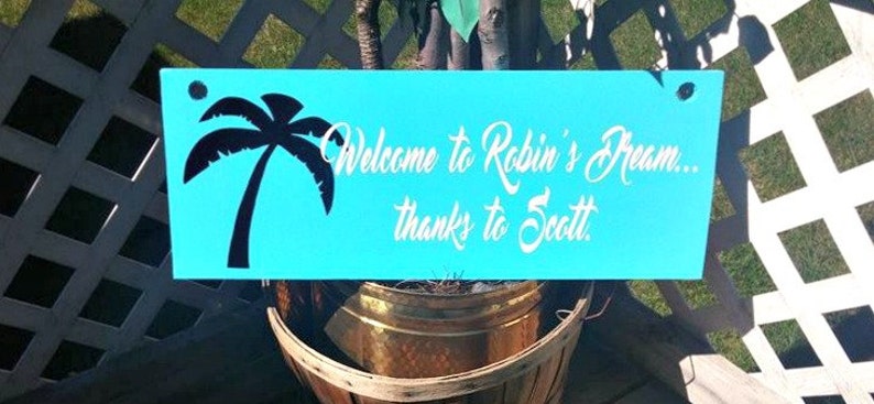 Palm Tree Sign Hanging Outdoor Sign Wood Sign Paradise | Etsy