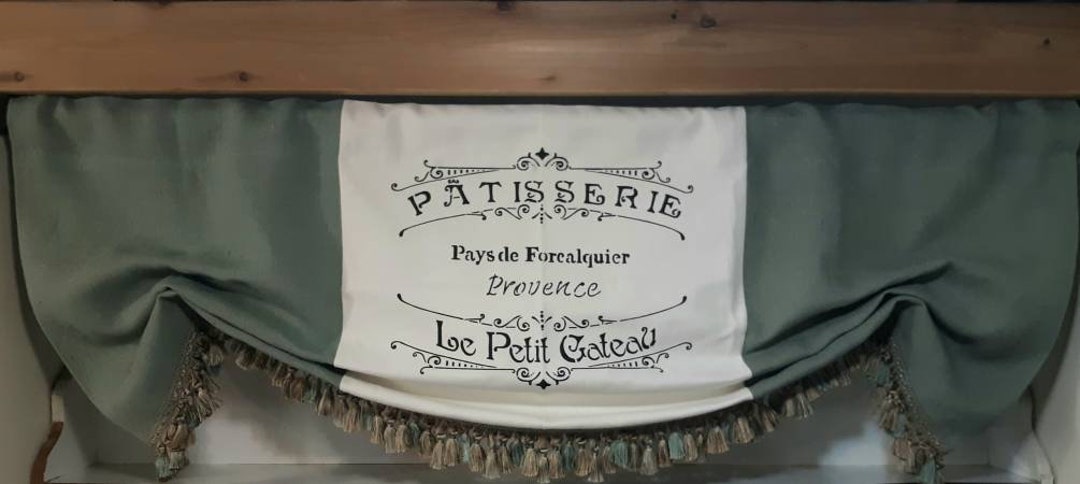 Custom Made French Country Script Linen and Burlap Valance - Etsy