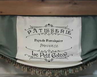 Custom Made French Country Postal Script Fabric and Burlap | Etsy