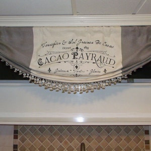 Custom Made French Country Script Linen and Burlap Valance - Etsy