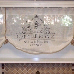 Custom Made Large French Country Script With Burlap Valance - Etsy