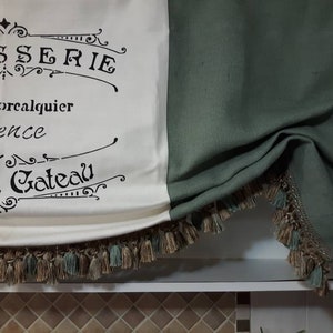 Custom Made French Country Script Linen and Burlap Valance - Etsy