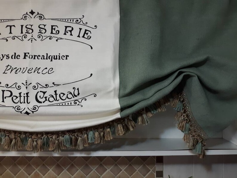 Custom Made French Country Script Linen and Burlap Valance - Etsy