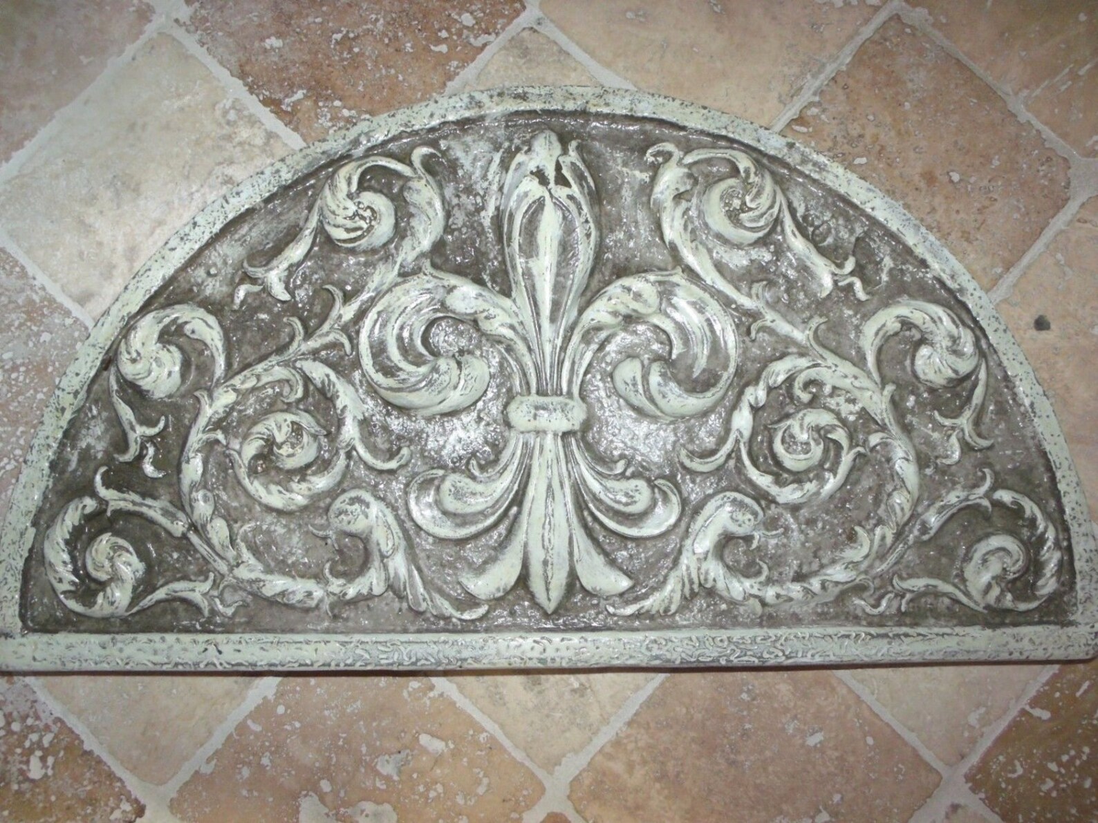 Fleur De Lis French Country Semicircular Cast Stone Tile Wall Plaque - Etsy