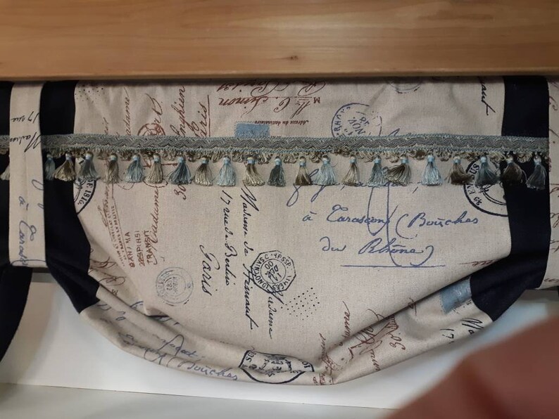 Custom Made French Country Postal Script Fabric and Burlap Valance - Etsy