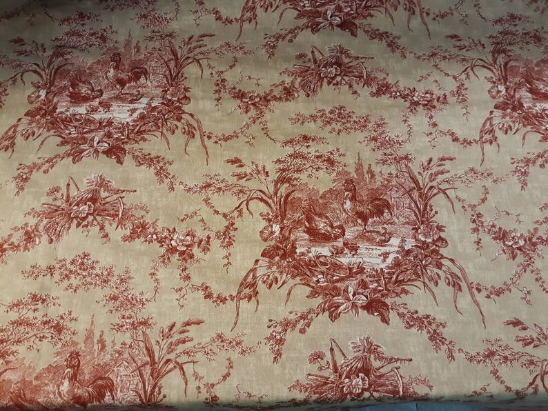 Custom Order: Large French Country Script Linen and Toile Valance - Etsy